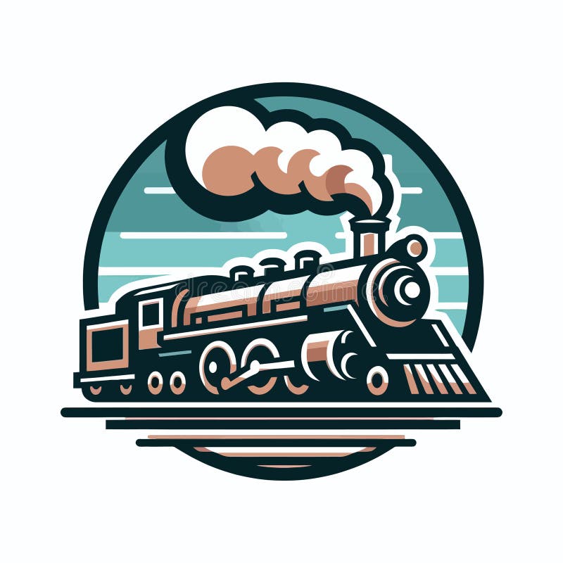 Logo Showcases a Train Design Flat Style in Vibrant Vector Graphics ...