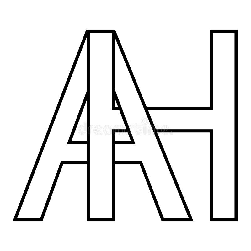 Logo Sign Ah Icon Sign Two Interlaced Letters a, H Vector Logo Ah First ...