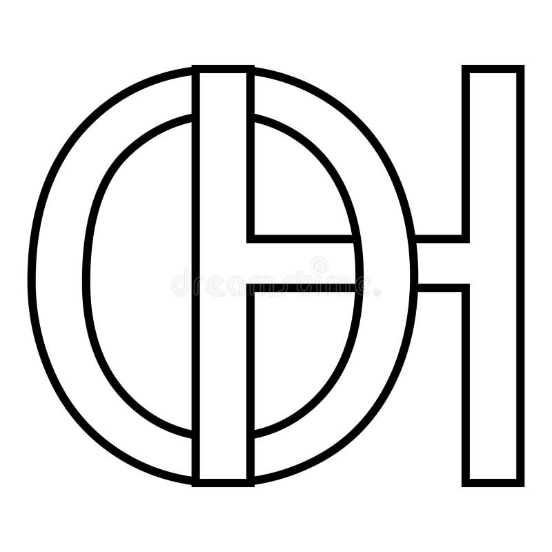 Logo Sign Oh Ho Icon Double Letters Logotype H O Stock Vector ...