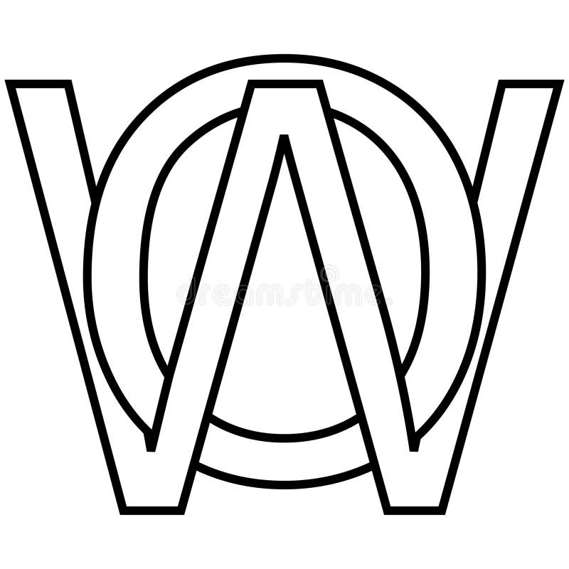 Logo Sign Ow, Wo Icon Double Letters Logotype W O Stock Vector ...