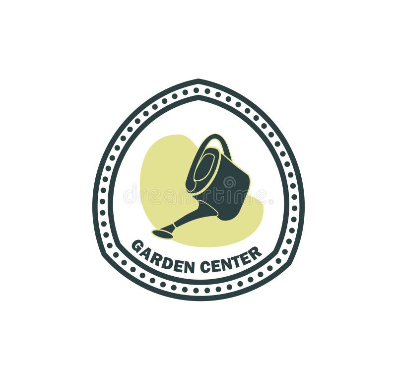 Logo Simple for Garden Center in Retro Style with Watering Can Vector ...