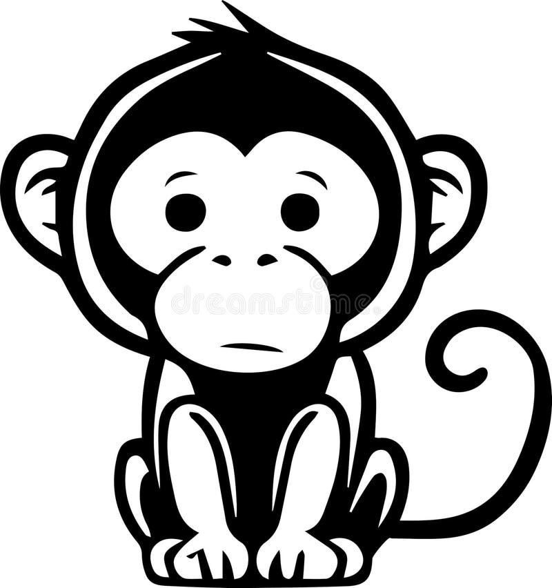 Logo Singe Mignon Style Design Monochrome Illustration de Vecteur ...