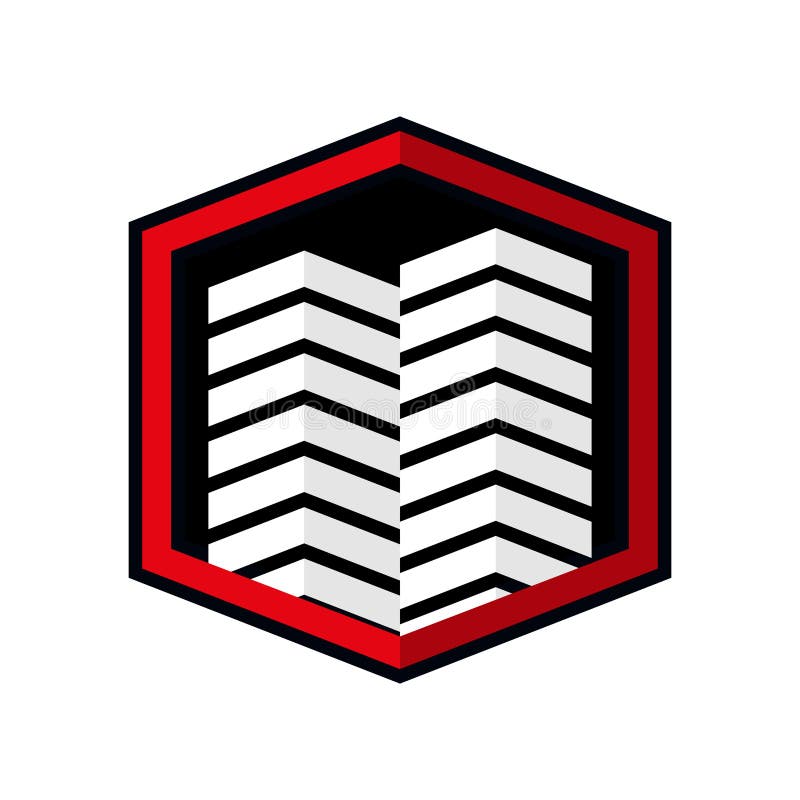 Logo with Skyscraper and Black Red Frame. Vector on White Background ...