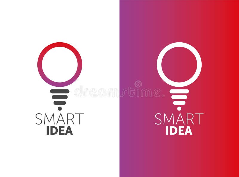 LOGO Smart Idea. Vector Bulb Logotype. 2 Colors Gradient. Circle Shape ...