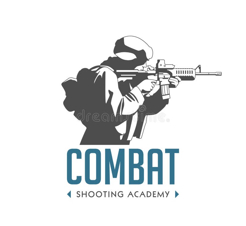 Logo - Soldier with Automatic Rifle Stock Vector - Illustration of logo ...