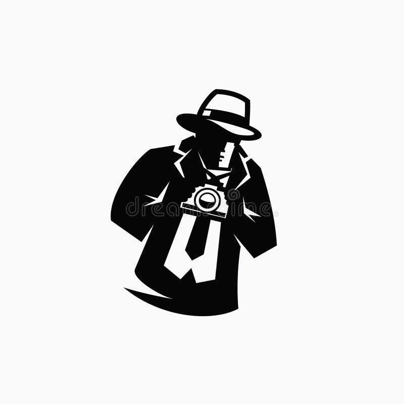 Logo of a Spy Secret Agent in Black Holding a Camera Logo Stock Vector ...