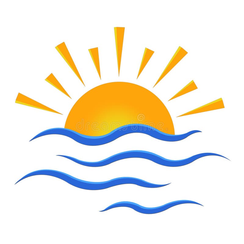 Logo Sun in mare illustrazione di stock. Illustrazione di acqua - 158159525