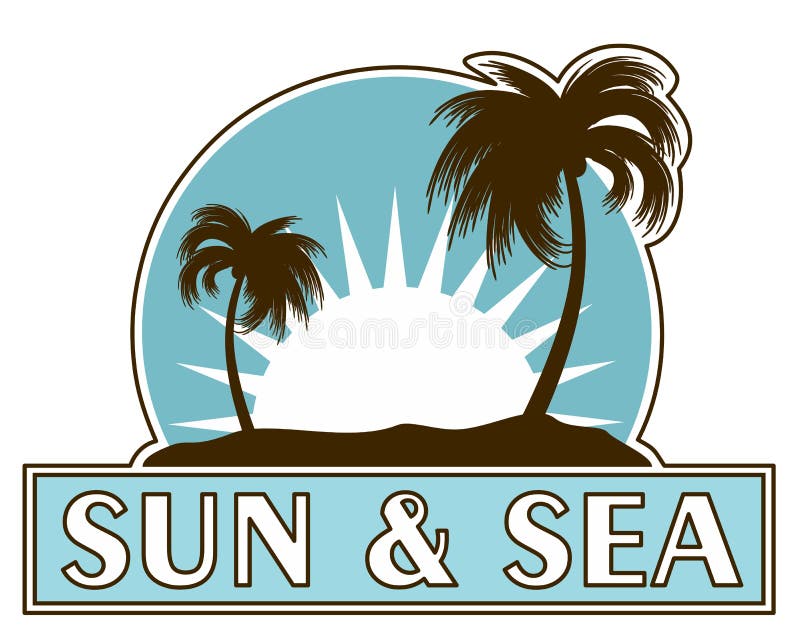 Logo sun and sea. stock vector. Illustration of resort - 76913512
