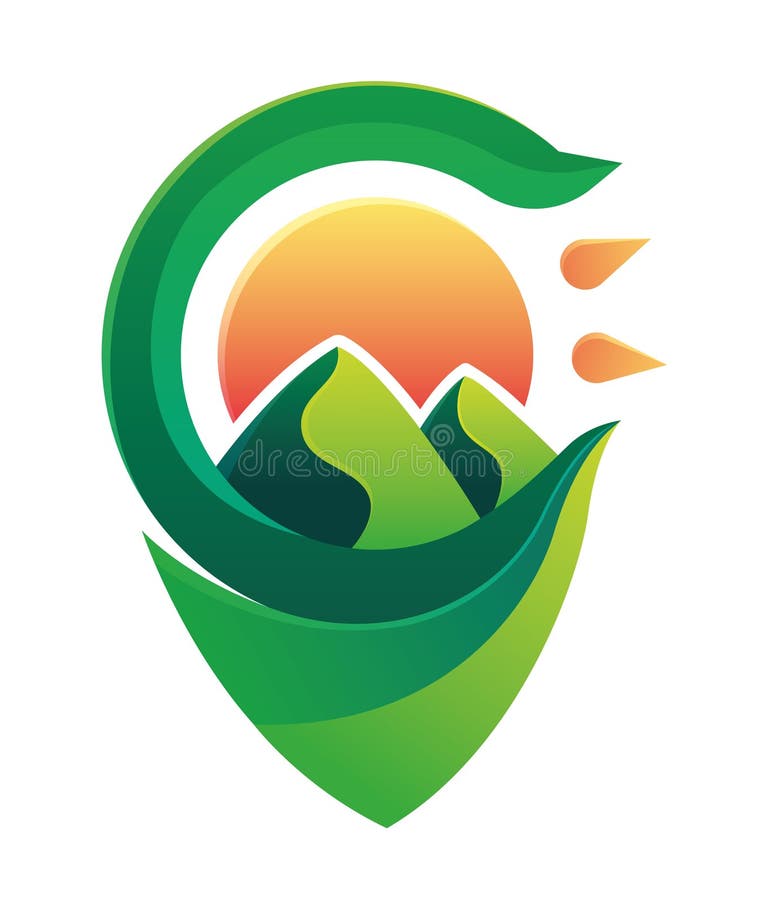 Logo with Sunset. Vector Illustration - Mountains and the Sun Stock ...