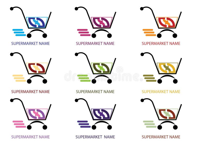 Logo for Supermarket, Mall Online Shop Icon, and Cart Vector Stock ...