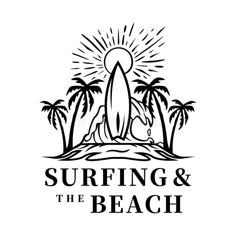 Logo Surfing And The Beach Stock Vector Illustration Of Template