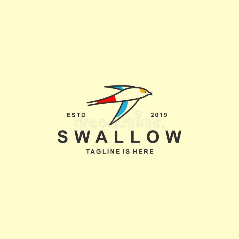 Logo Swallow Avec Design Plat Illustration de Vecteur - Illustration du ...