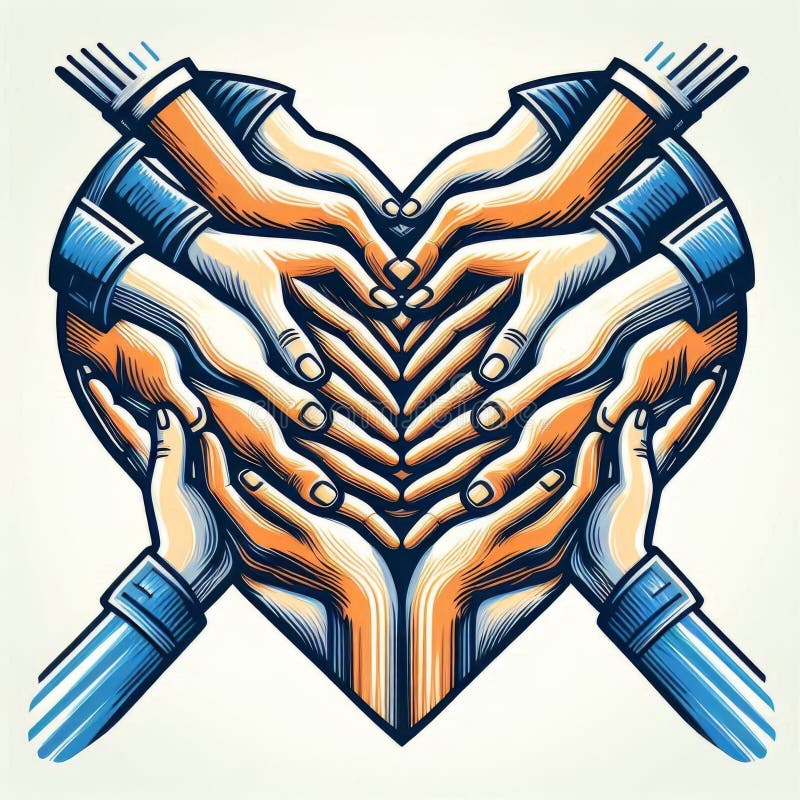 Logo of Teamwork Hands Forming a Heart Shape Stock Illustration ...