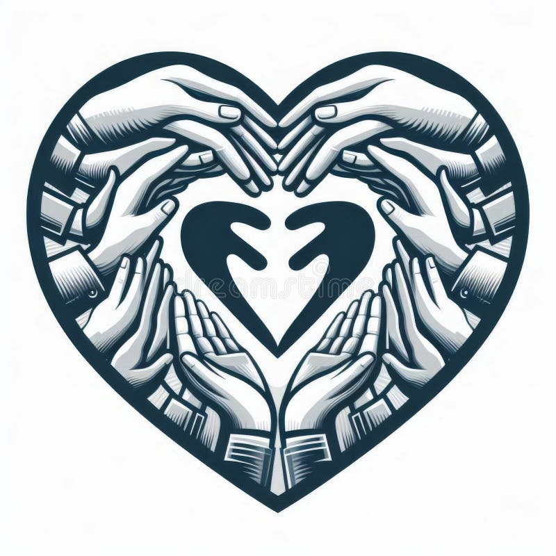 Logo of Teamwork Hands Forming a Heart Shape Stock Illustration ...