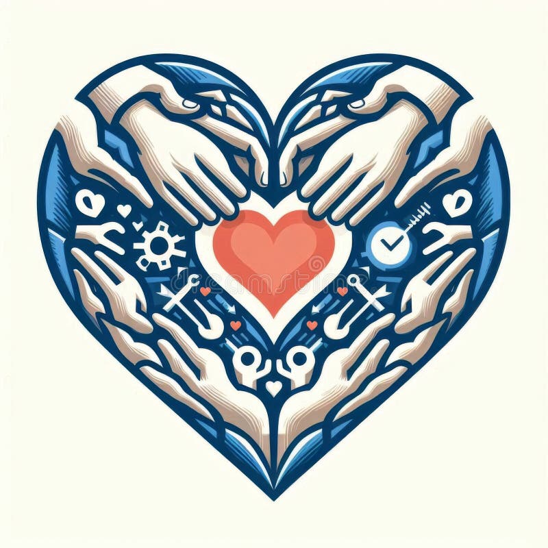 Logo of Teamwork Hands Forming a Heart Shape Stock Illustration ...
