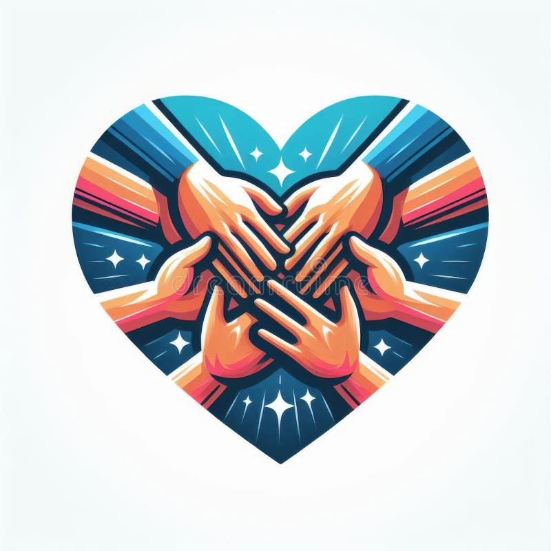 Logo of Teamwork Hands Forming a Heart Shape Stock Illustration ...