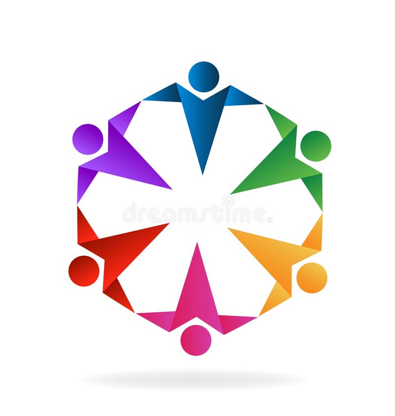 Teamwork People Love Heart Logo in a Circle Shape Stock Vector ...