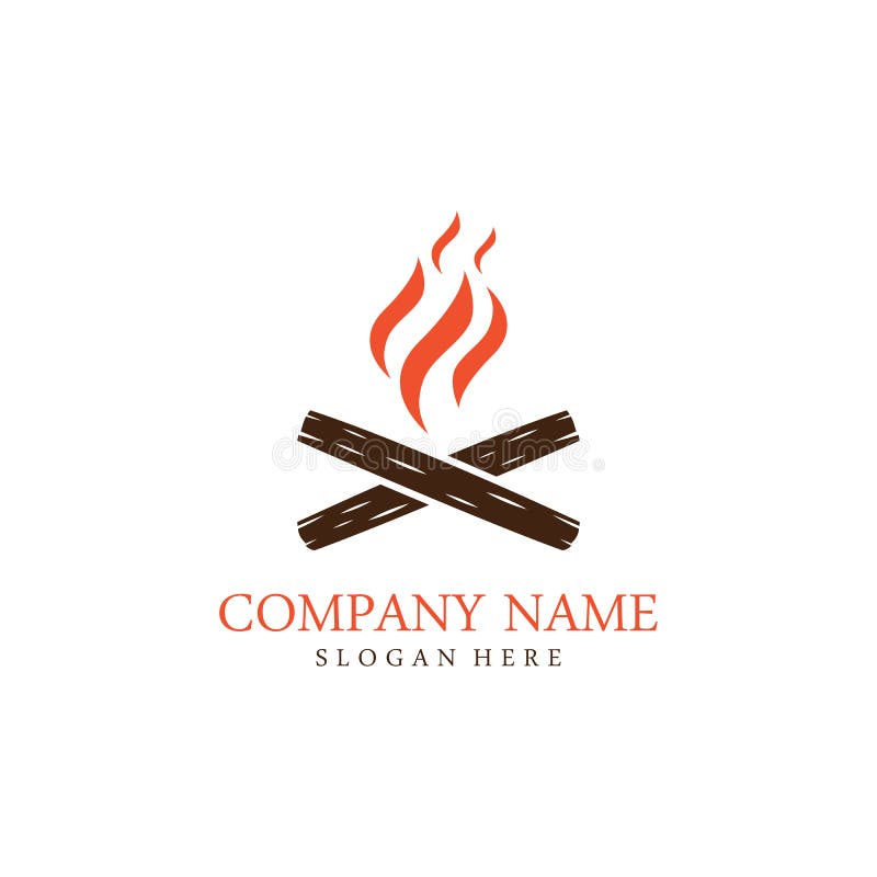 Logo Template Burning Bonfire with Crossing Woods Stock Vector ...