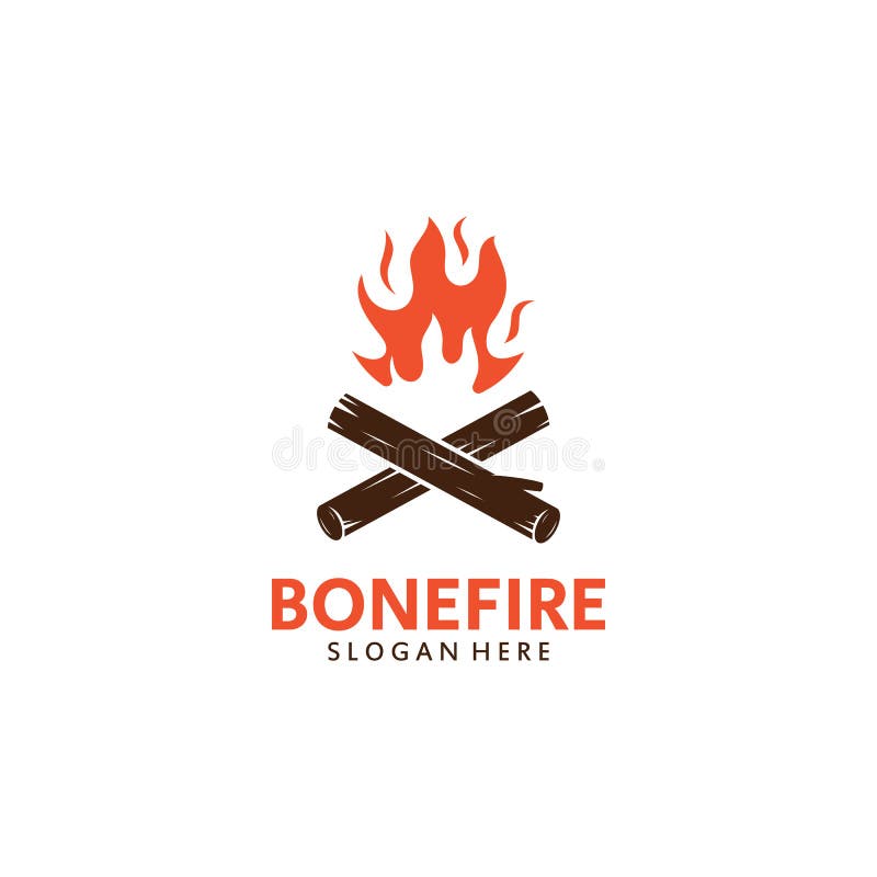 Logo Template Burning Bonfire with Crossing Woods Stock Vector ...