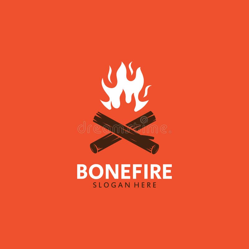 Logo Template Burning Bonfire with Crossing Woods Stock Vector ...