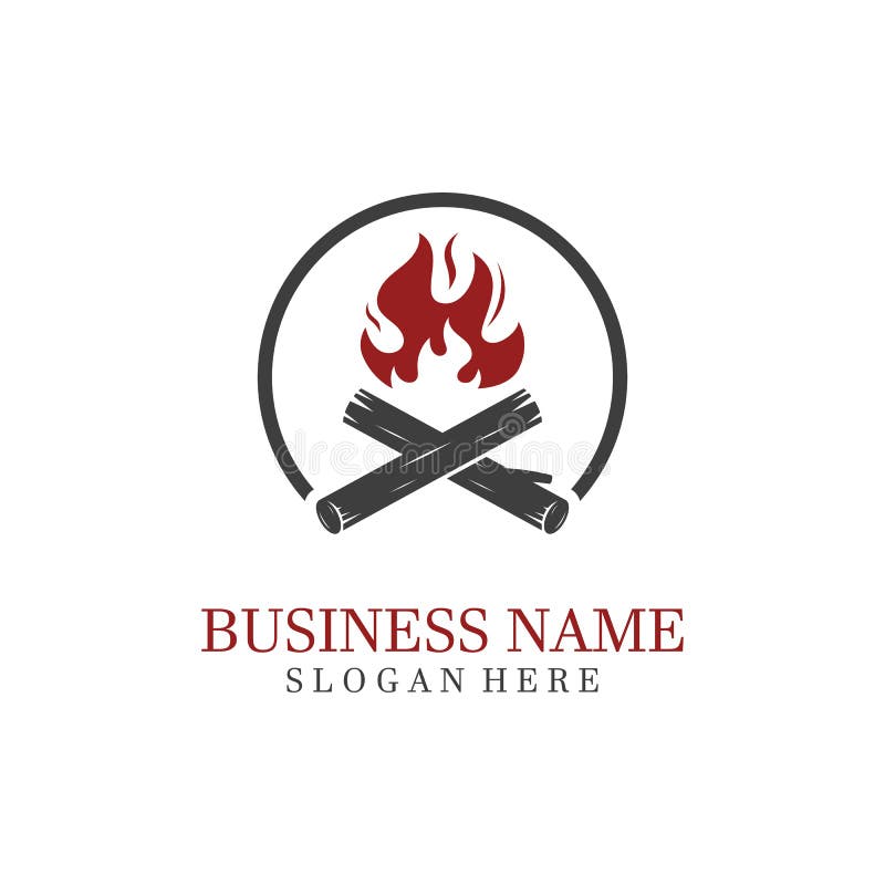 Logo Template Burning Bonfire with Crossing Woods Stock Vector ...