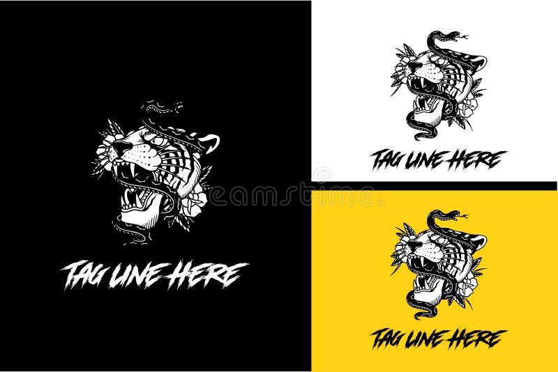 Logo Template Head Tiger and Snake Stock Vector - Illustration of ...