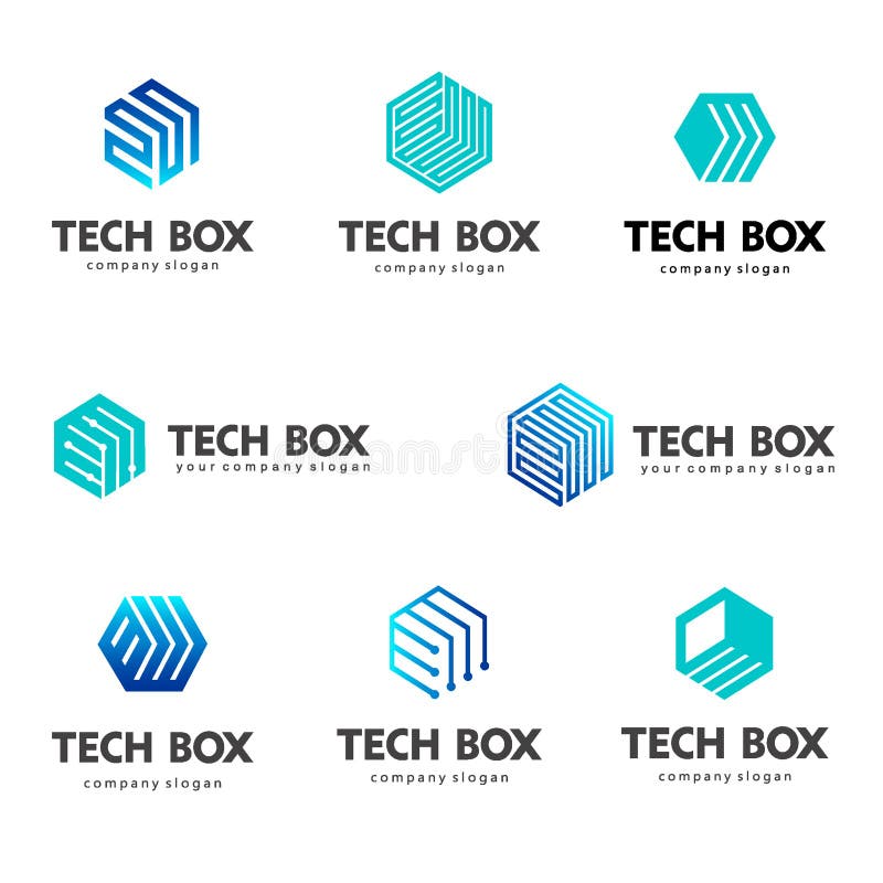 Logo Template Hexagon Design. Tech Box Stock Vector - Illustration of ...