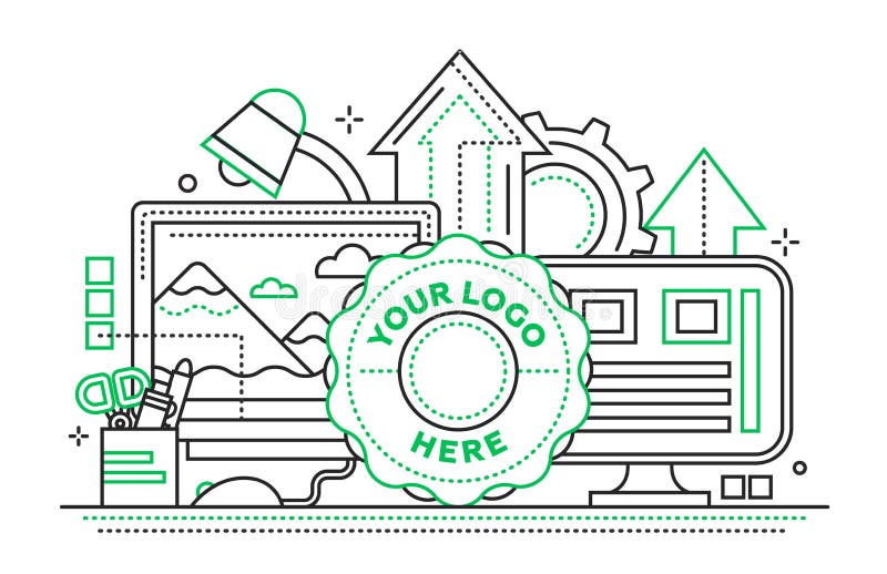 Logo Template, Image Processing - Flat Line Design Website Banner Stock ...