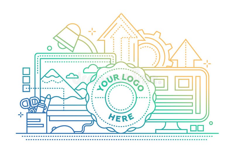 Logo Template, Image Processing - Flat Line Design Website Banner Stock ...