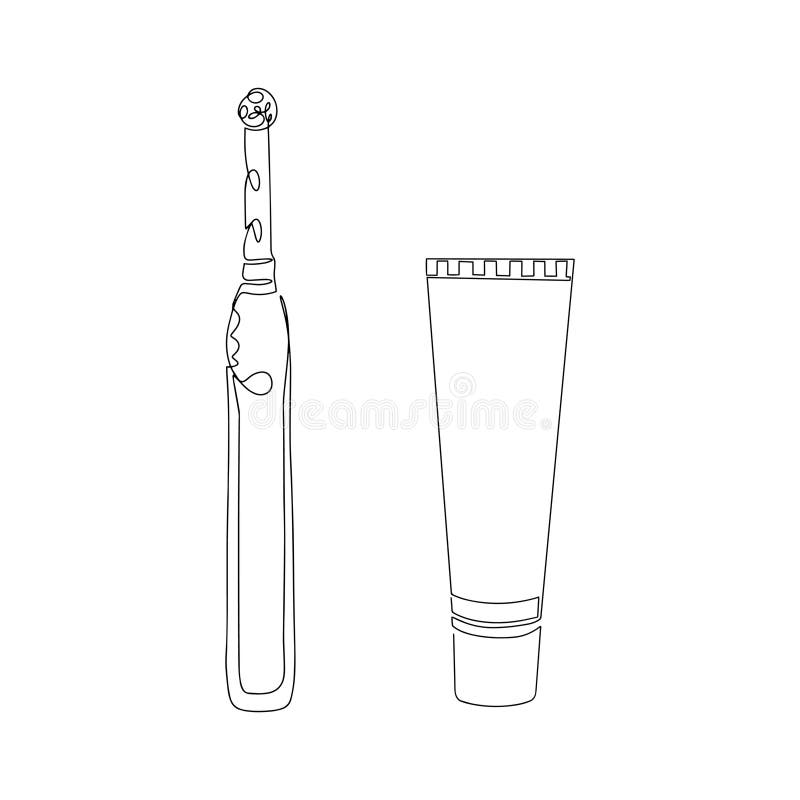 Logo Template with Vector Illustration of a Simple Toothbrush Line Icon ...