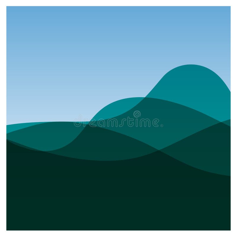 Beautiful Gradient Scenery of Rolling Blue Hills Print Stock Vector ...