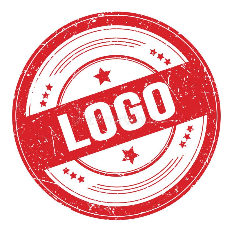 LOGO Text on Red Round Grungy Stamp Stock Illustration - Illustration ...