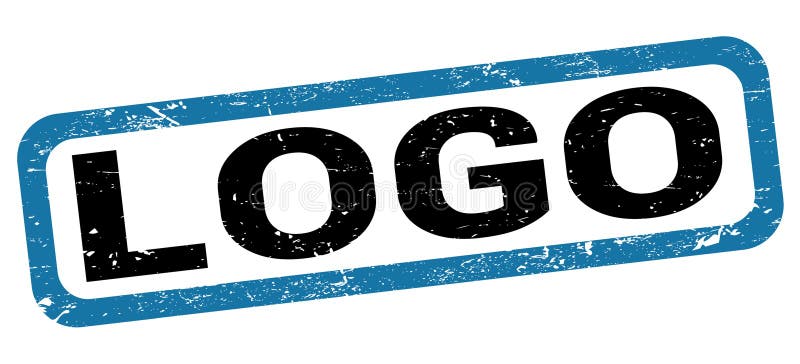 LOGO Text Written on Blue-black Rectangle Stamp Stock Illustration ...
