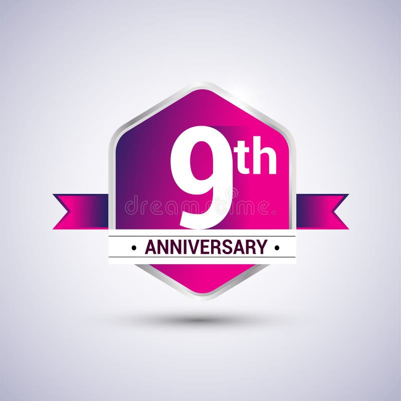 Logo 9th Anniversary Celebration Isolated in Red Hexagon Shape and Red ...