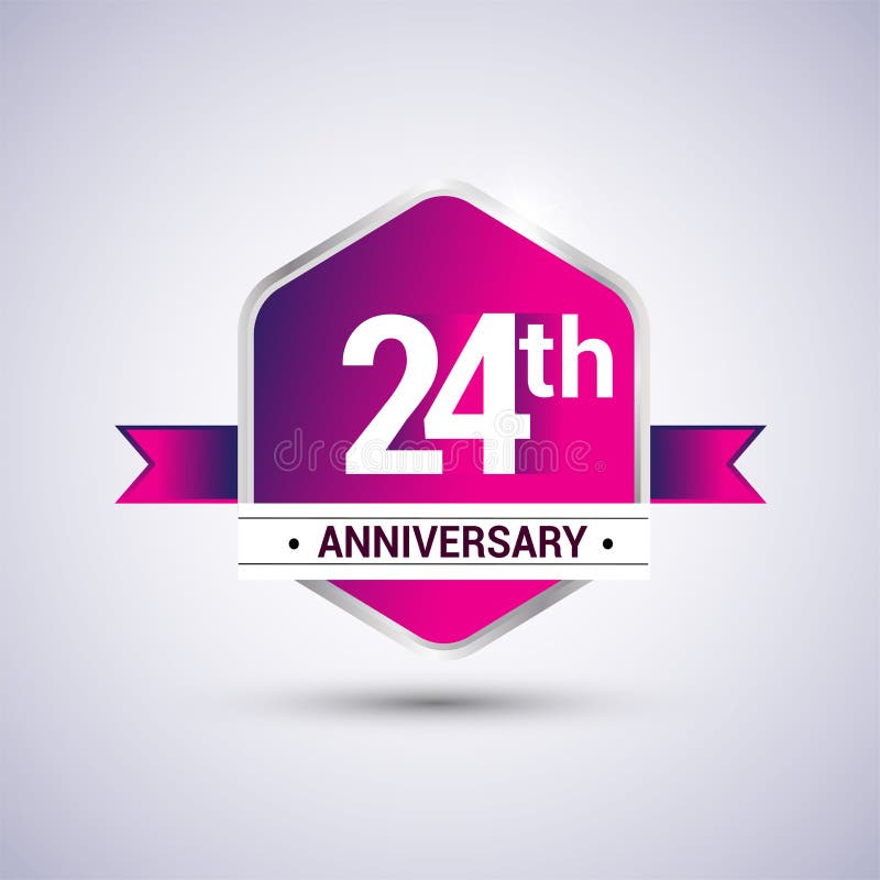 Logo 24th Anniversary Celebration Isolated in Red Hexagon Shape and Red ...