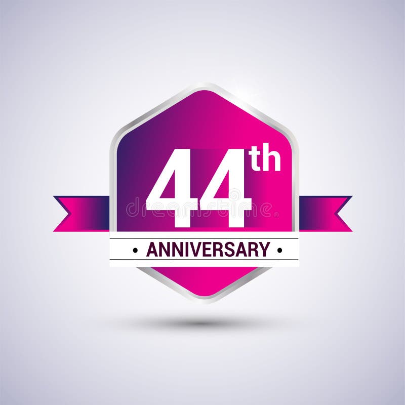 Logo 44th Anniversary Celebration Isolated in Red Hexagon Shape and Red ...