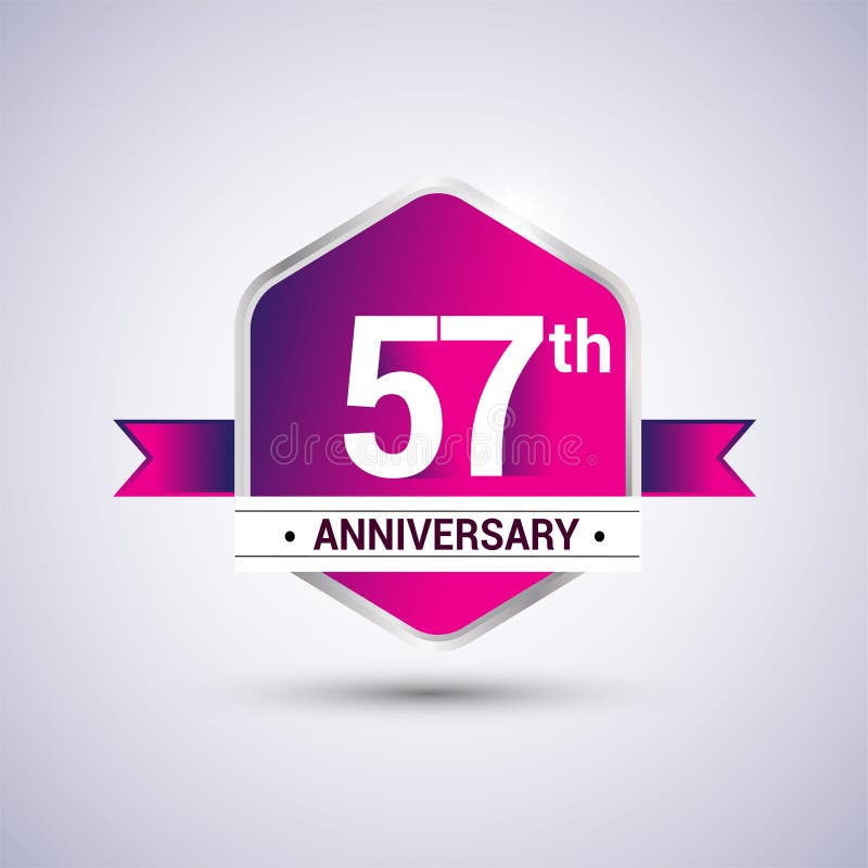 Logo 57th Anniversary Celebration Isolated in Red Hexagon Shape and Red ...