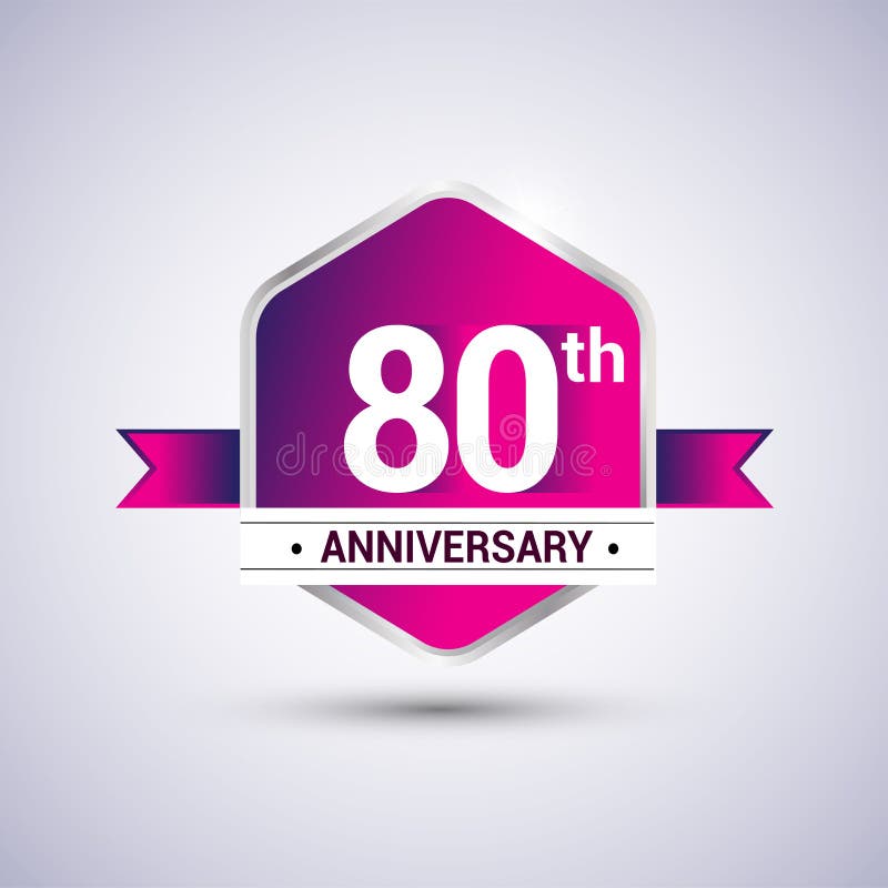 80th Anniversary Logo with Silver Ring Combination Blue Ribbon and ...