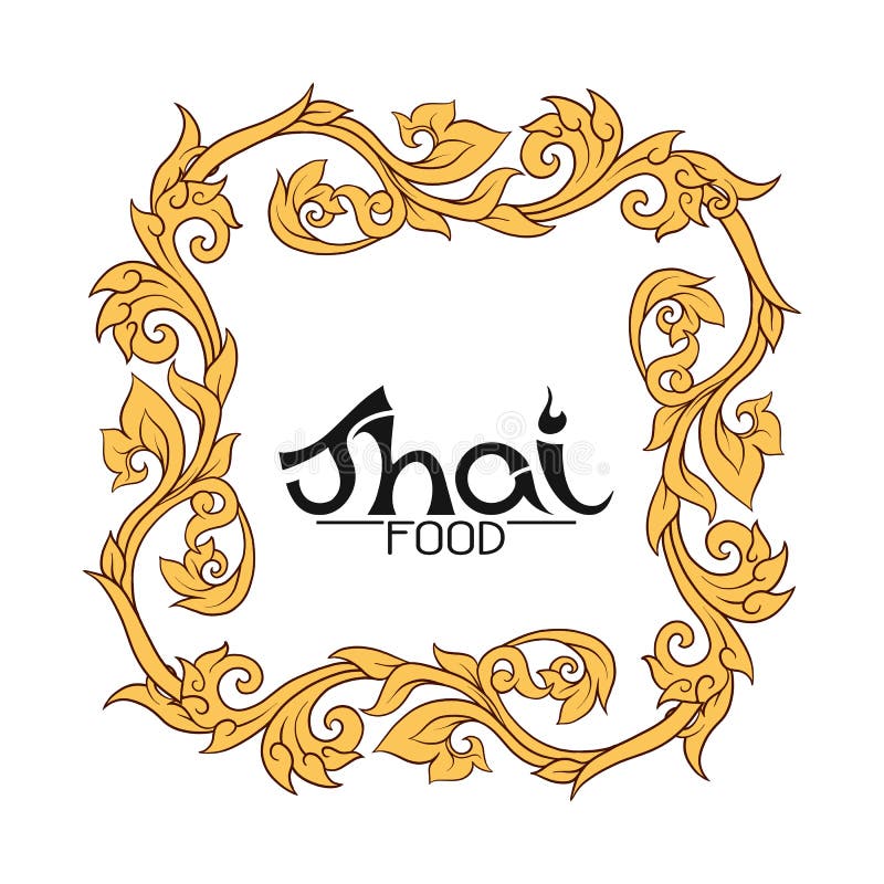 Logo For Thai Food Restaurantwith Traditional Thai Ornament Pa Stock