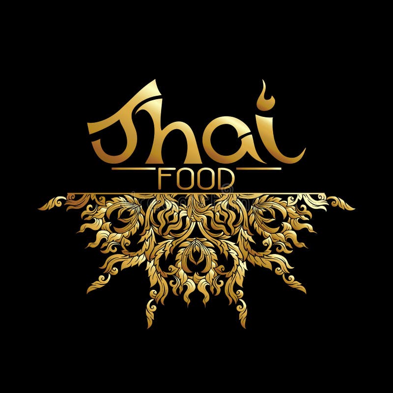 Logo For Thai Food Restaurantwith Traditional Thai Ornament Pa Stock