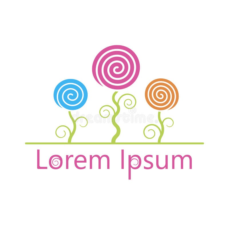 Logo of Three Flowers in the Meadow. Cartoon Plants in the Form of ...