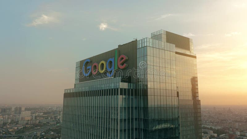 Logo of Google on the Top of the Modern Skyscraper. Editorial Shot ...