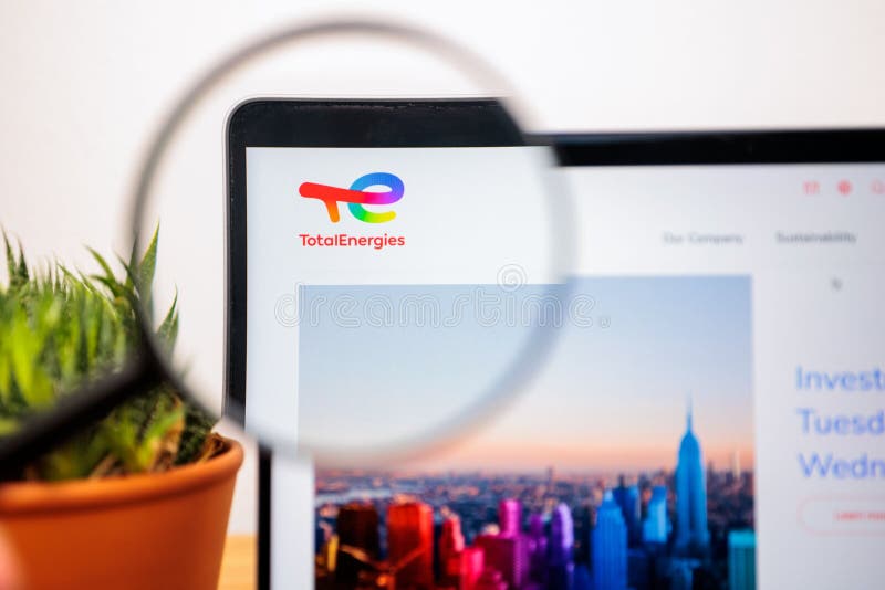 Logo of Total Energies on a Laptop Desktop Under a Magnifying Glass ...
