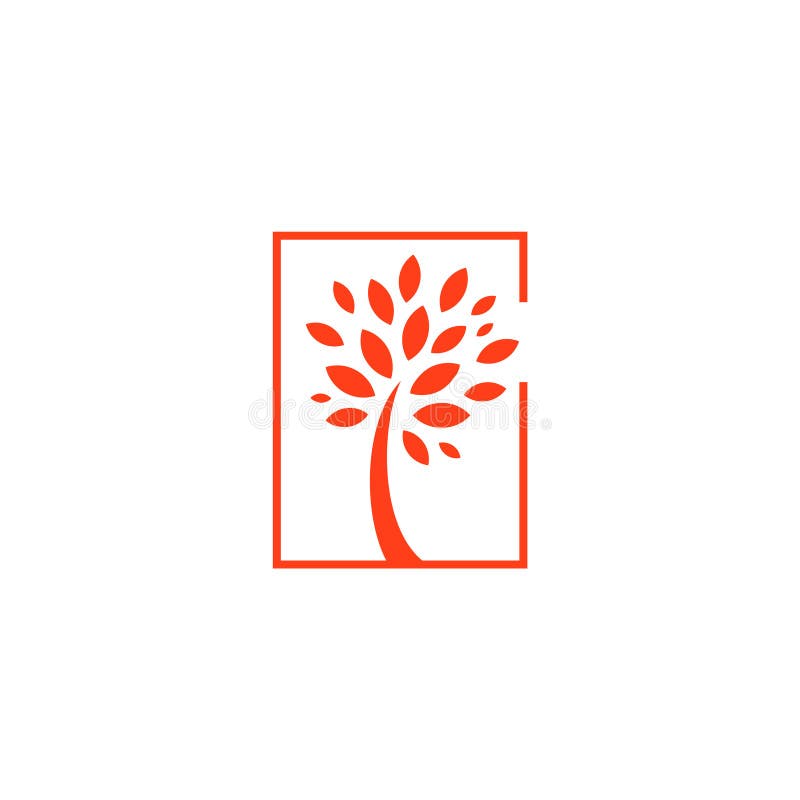 Logo of a Tree Inside a Rectangular Outline Stock Vector - Illustration ...