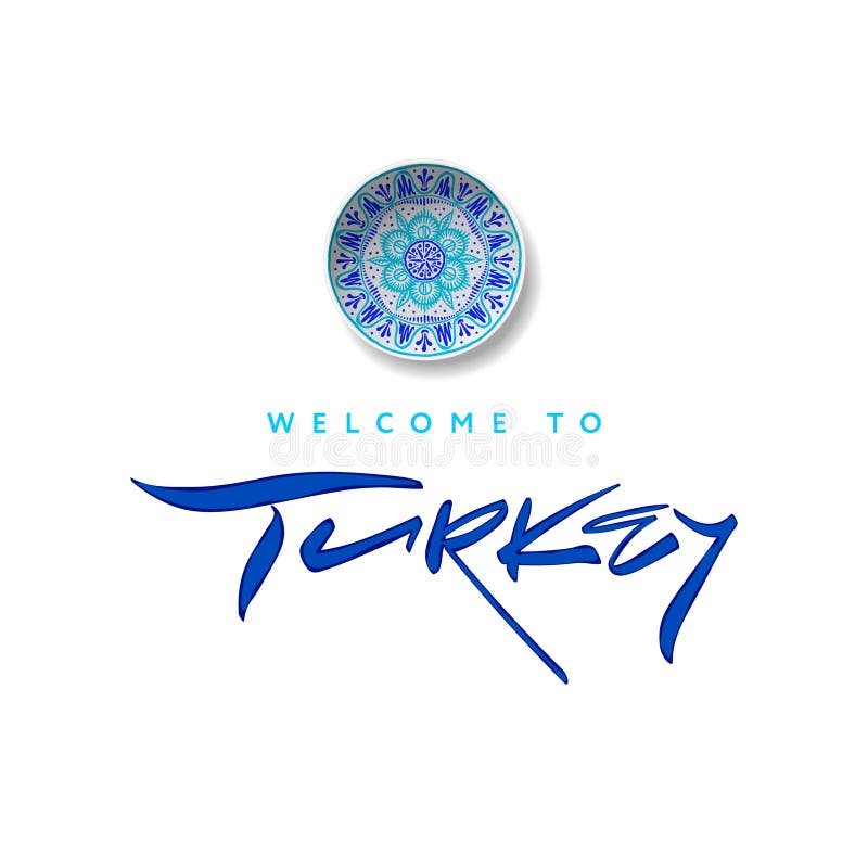 Logo for Turkey with Blue Arabic Plate, Turkish Symbol Stock Vector ...