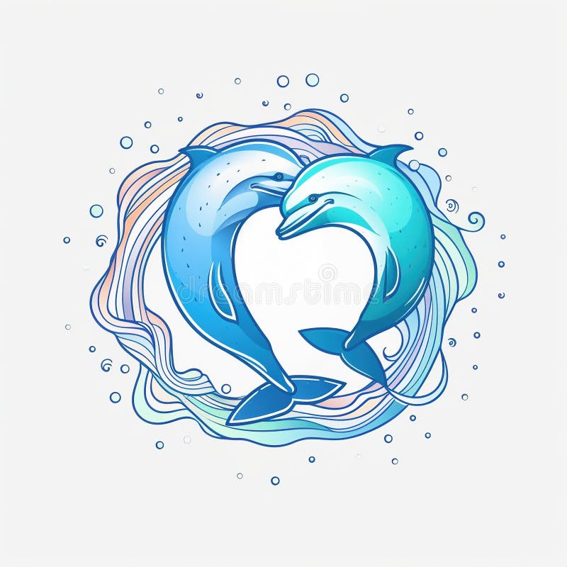 Logo of Two Dolphins in the Air Forming a Circle. Generative AI Stock ...