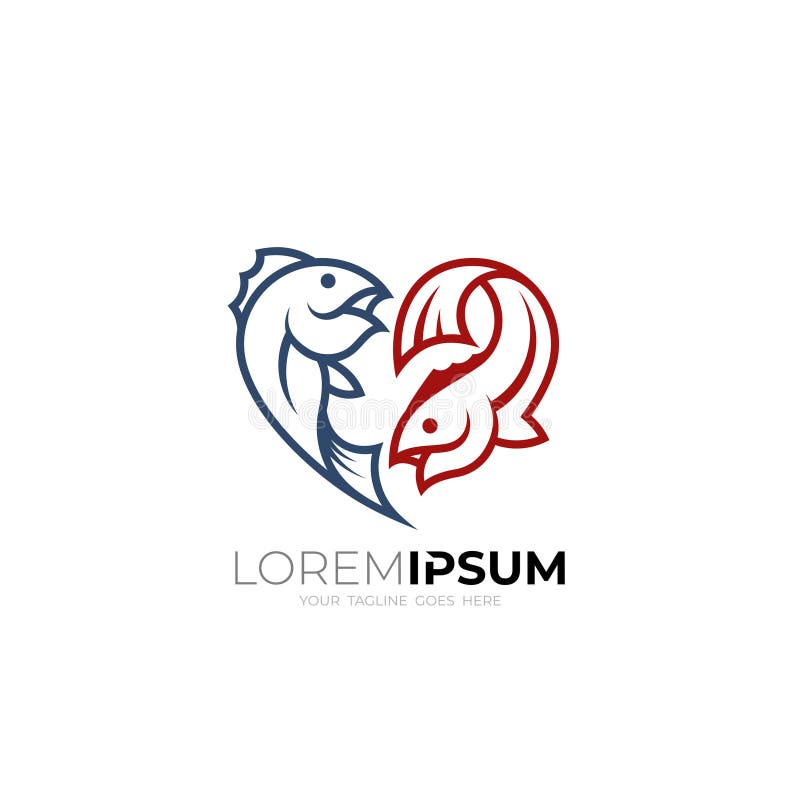 Logo of Two Fish Swimming and Forming a Heart Logos Stock Vector ...