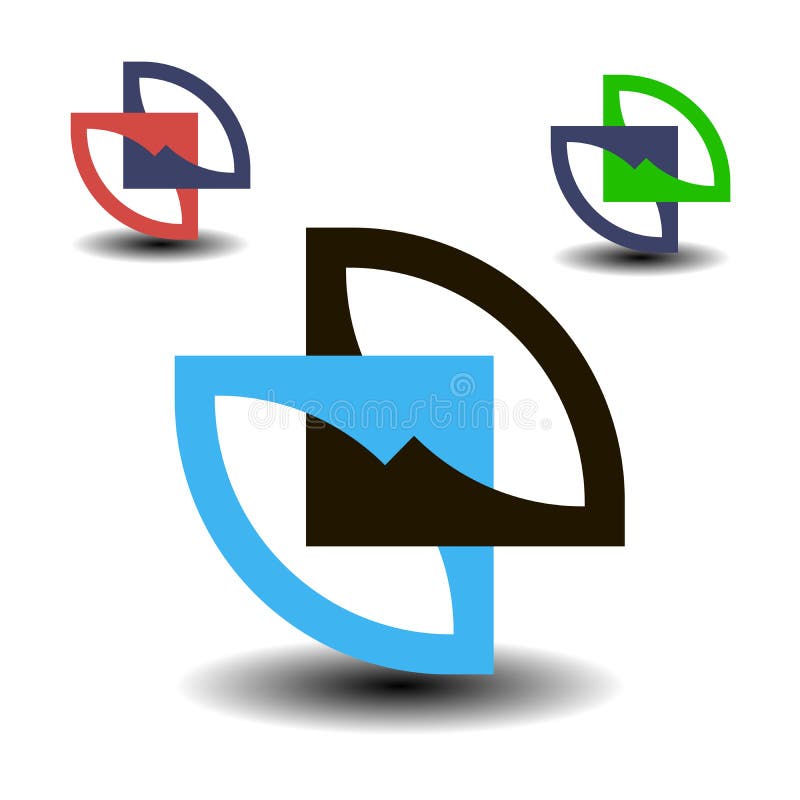 Logo of Two Geometric Elements of Different Colors, Fastened Together ...