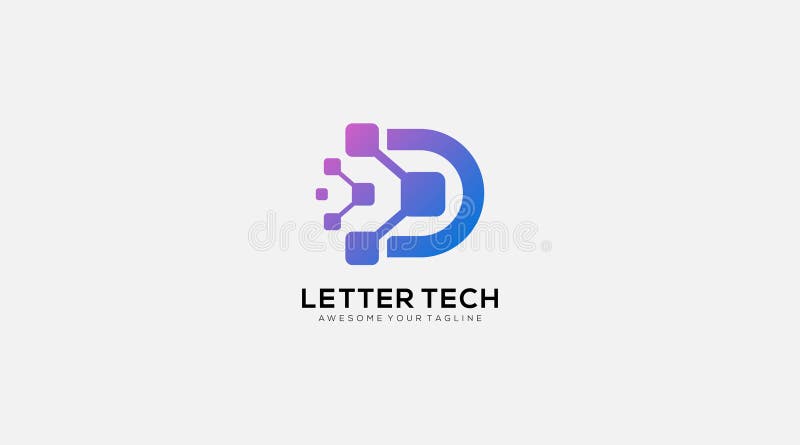 Initial Letter D Digital Logo Design Template Stock Vector ...