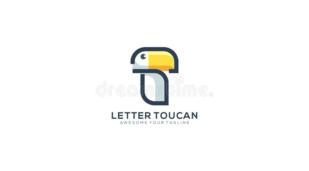 Single Letter T Logo Toucan Logo Design Vector Template Stock ...